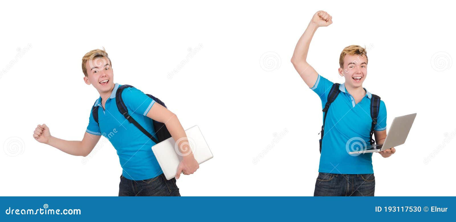 Student with Laptop Isolated on White Stock Photo - Image of looking ...