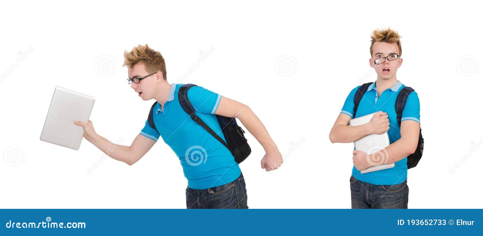 Student with Laptop Isolated on White Stock Image - Image of cheerful ...