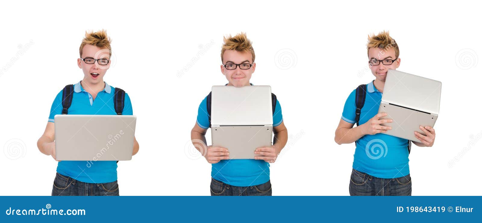 Student with Laptop Isolated on White Stock Image - Image of schoolboy ...