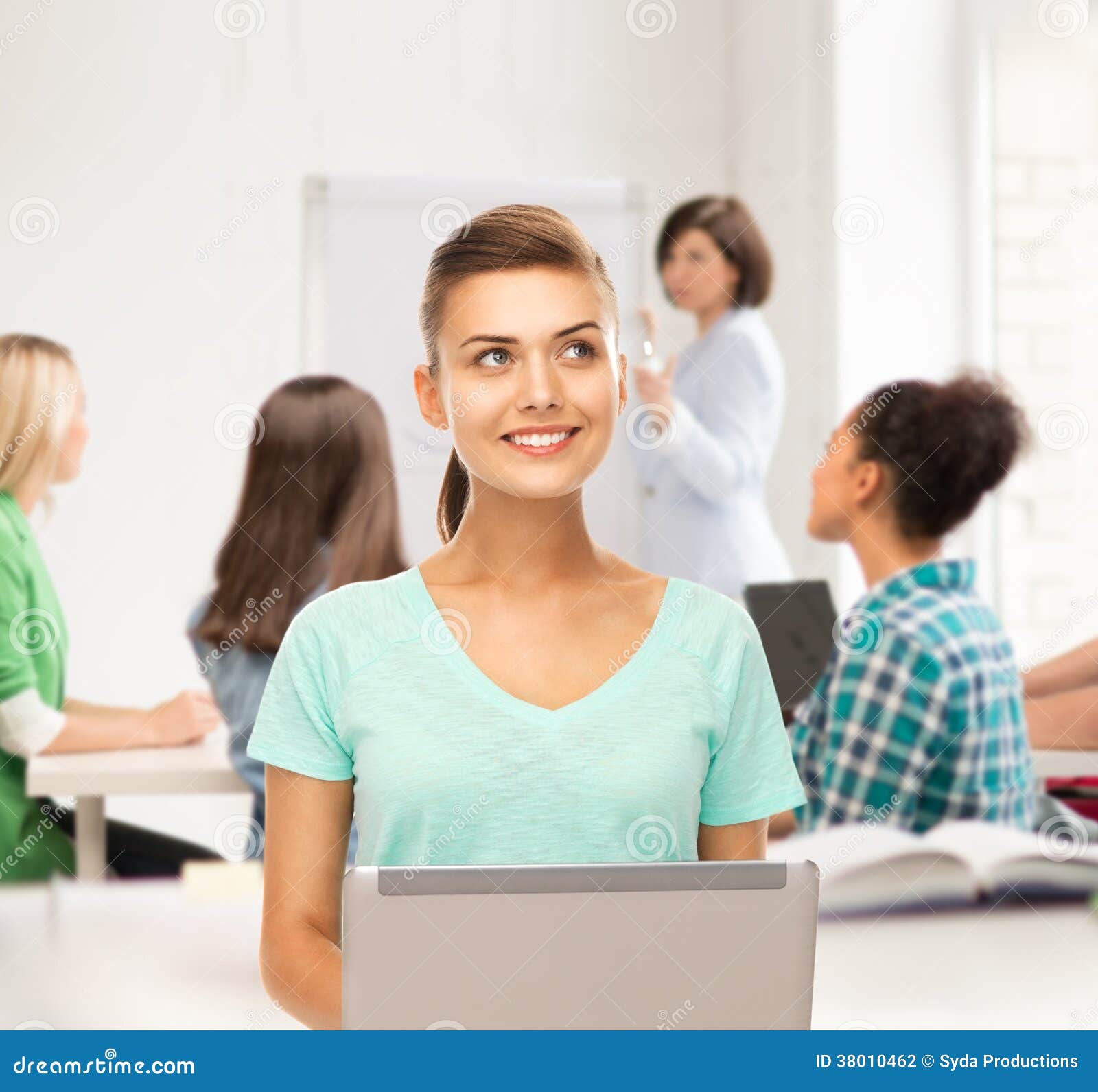 Student with Laptop at School Stock Photo - Image of smiling, european ...