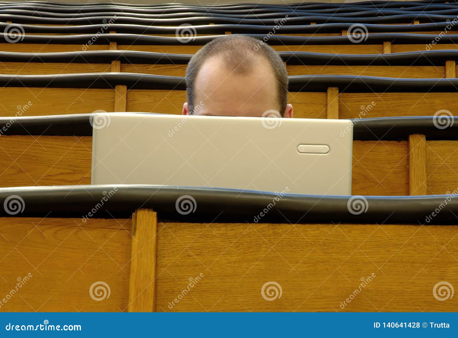 Student with Laptop in Lecture Hall Stock Photo - Image of lecture ...