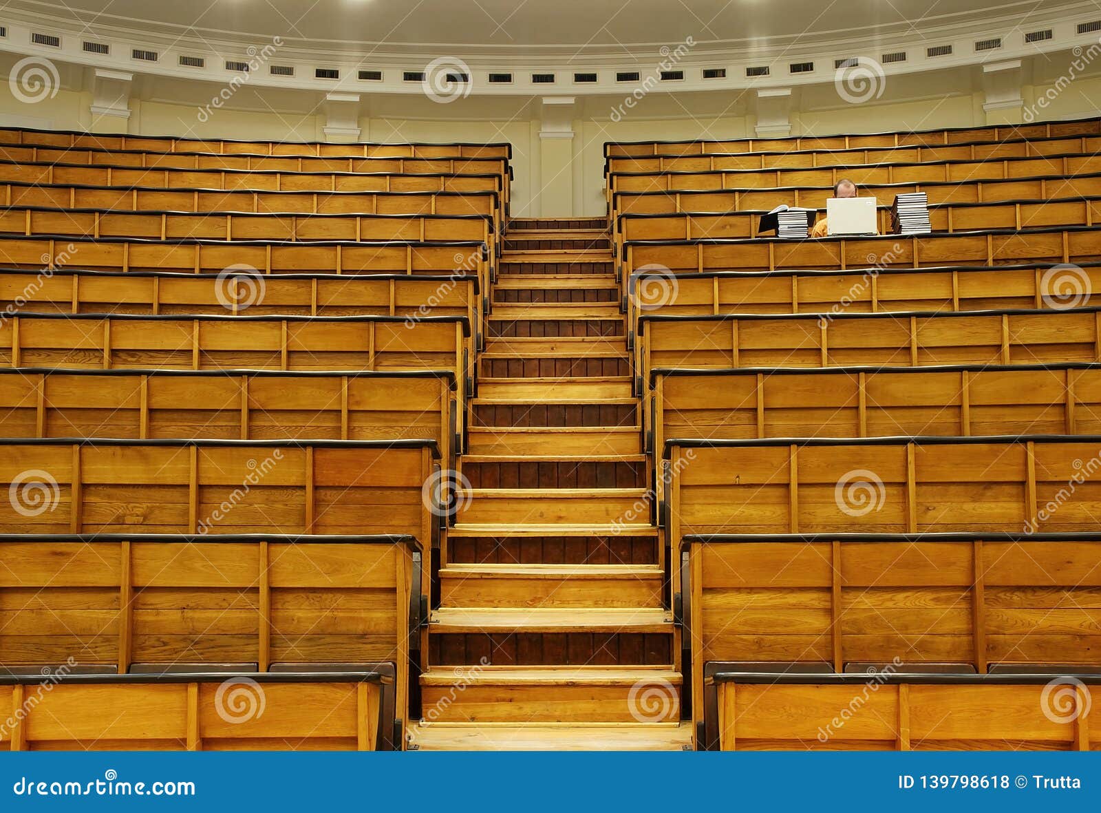 Student with Laptop in Lecture Hall Stock Photo - Image of chair ...