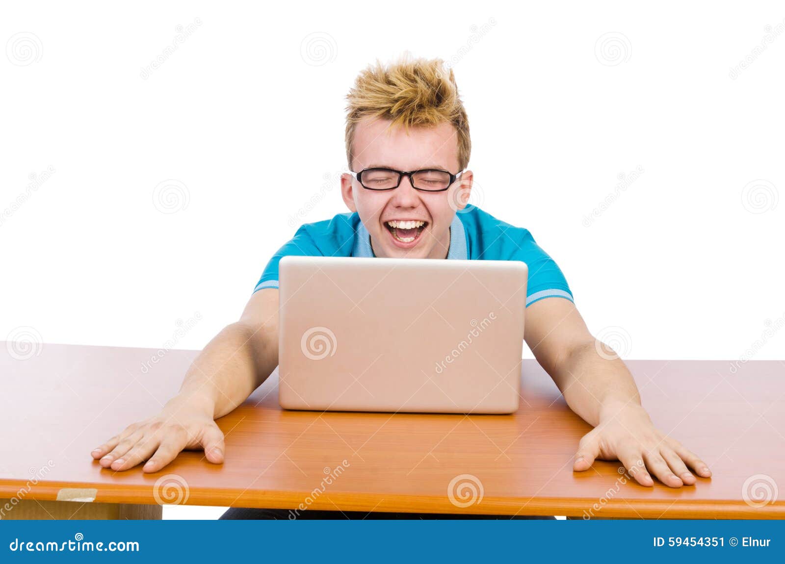Student with Laptop on White Stock Image - Image of studio, education ...