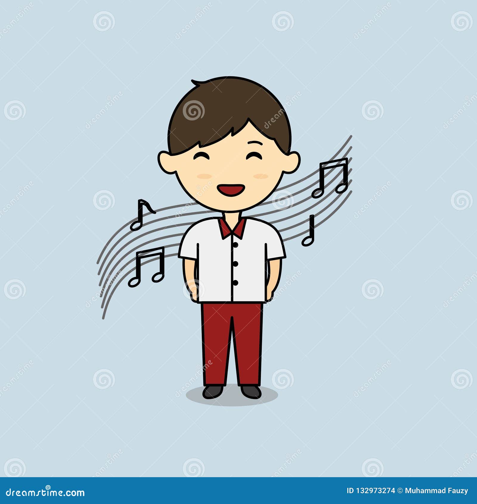 Student Learn To Sing Vector Illustration Stock Vector - Illustration ...