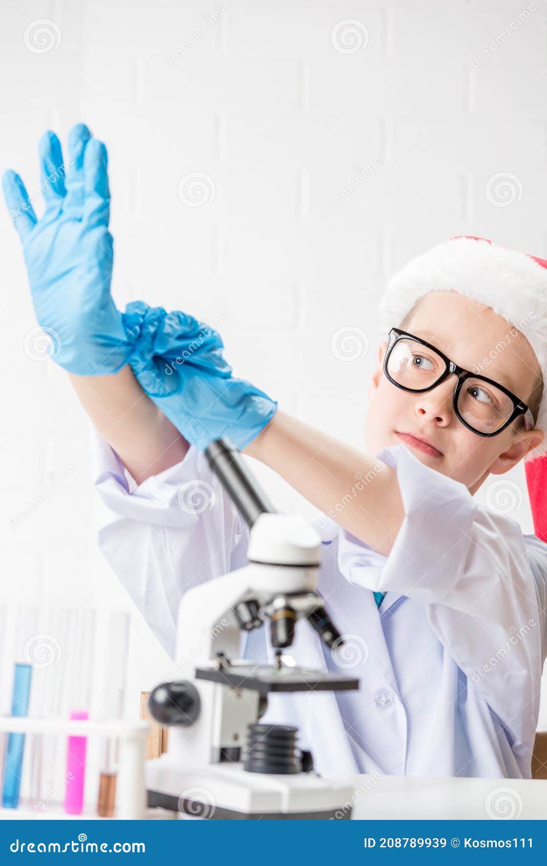 Student Learning Chemistry. Positive Joyful Smart Boy Testing and Using ...