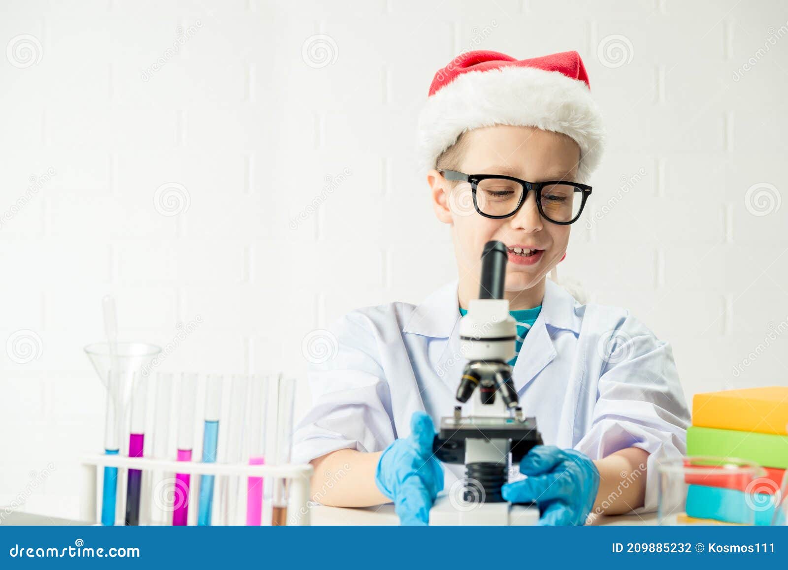 Student Learning Chemistry. Positive Joyful Smart Boy Testing and Using ...