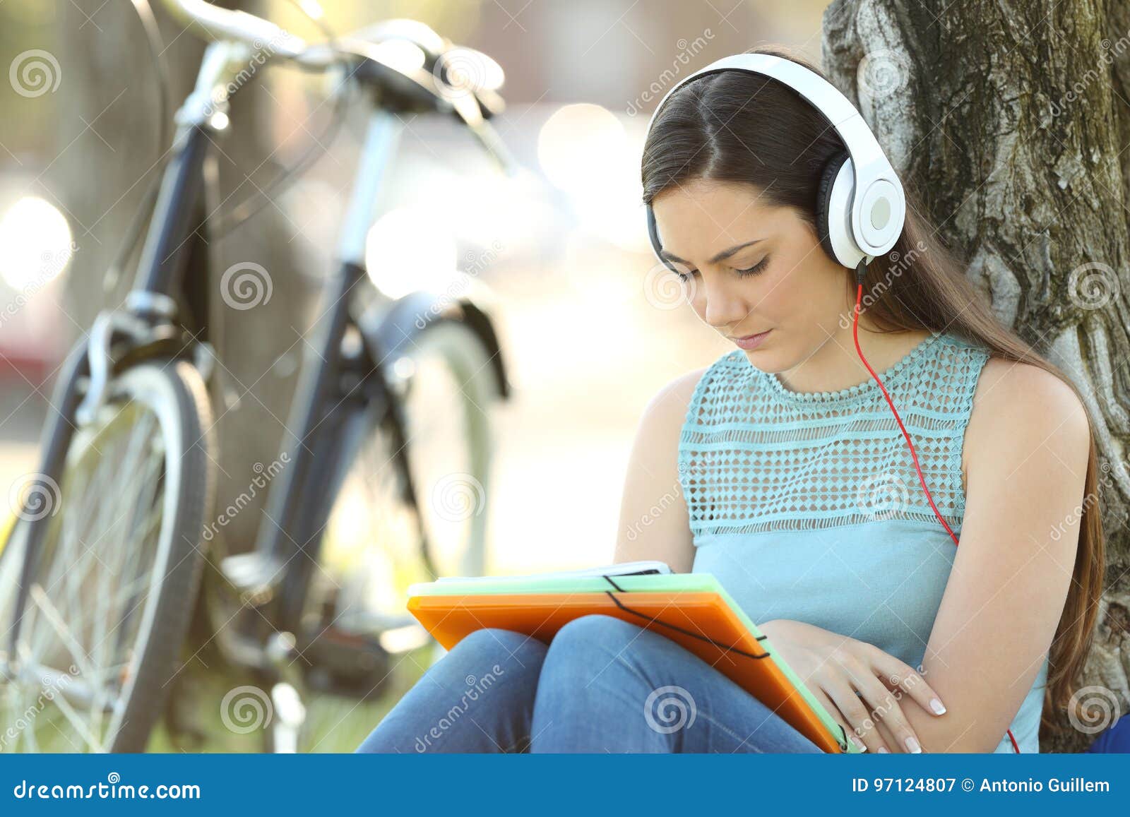 Student Learning Hearing Audio Tutorials Stock Image - Image of ...