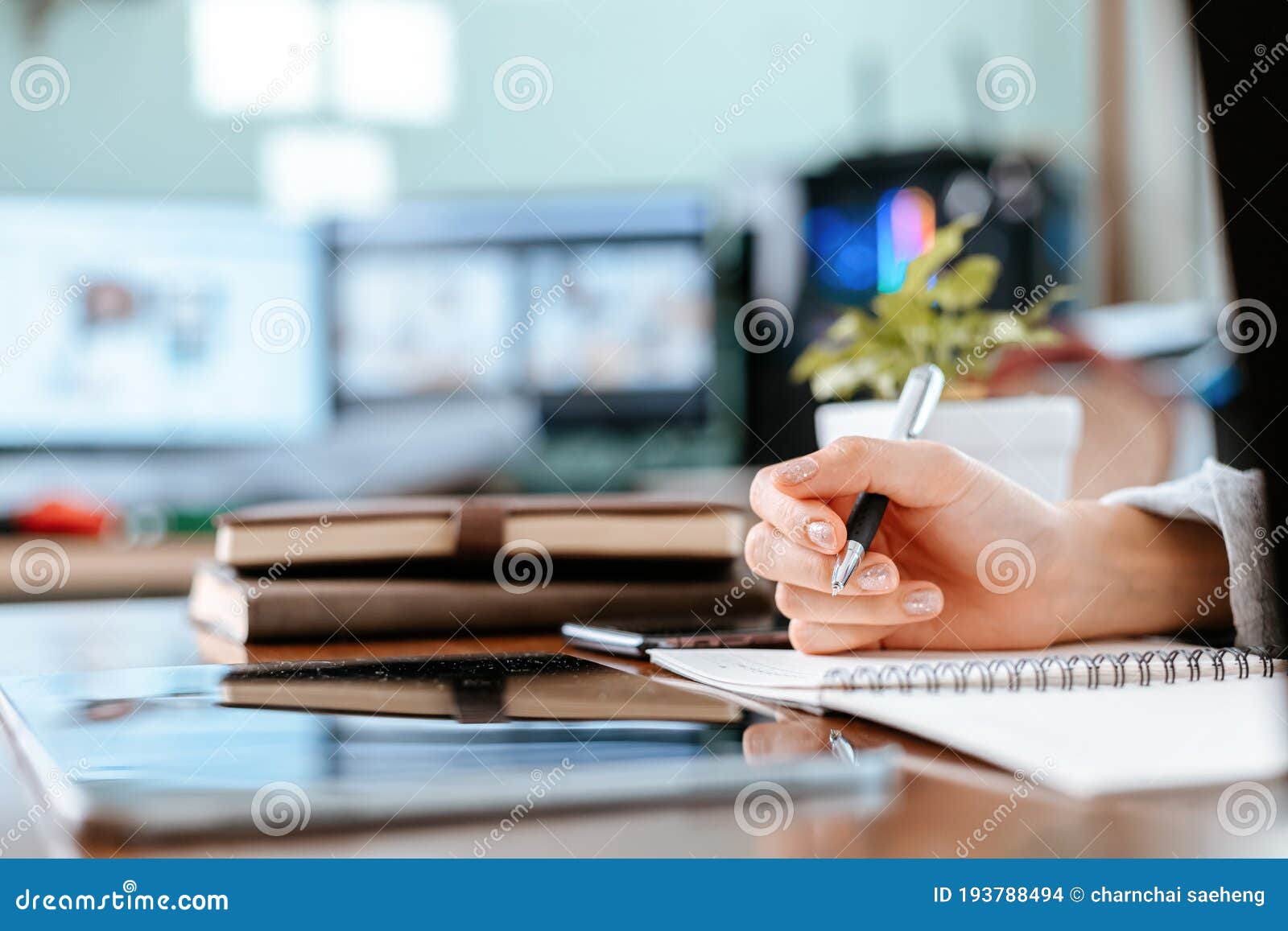 Student Learning and Hold Pen for Writing a Note. Student Learning at ...