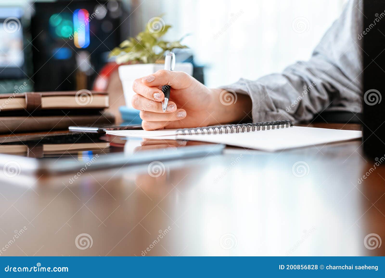 Student Learning and Hold Pen for Writing a Note. Student Learning at ...