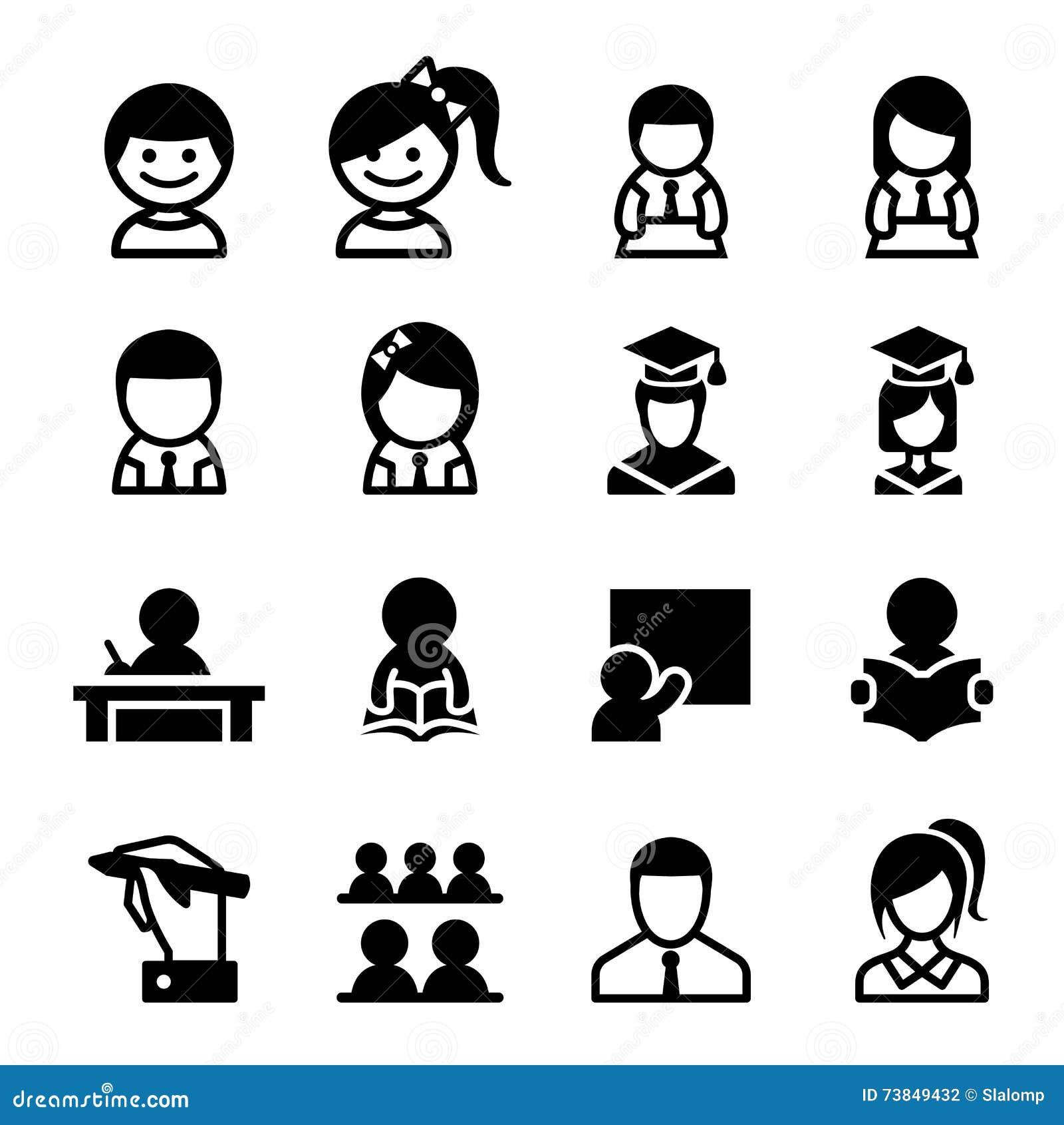 Student & Learning Icon Set Stock Illustration - Illustration of ...