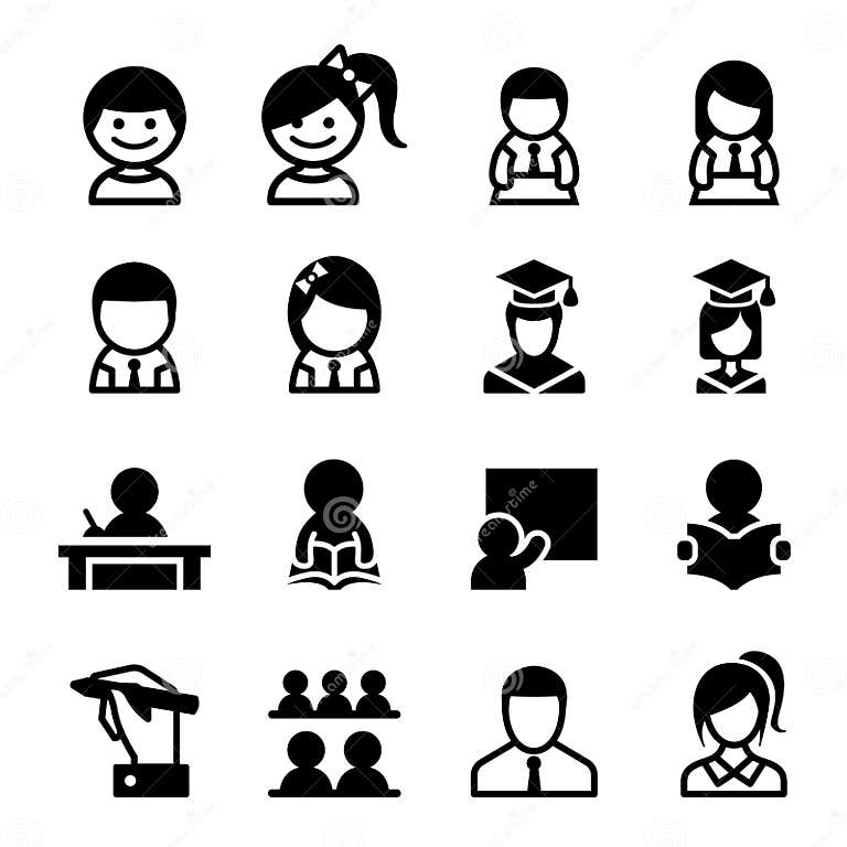 Student & Learning Icon Set Stock Illustration - Illustration of ...