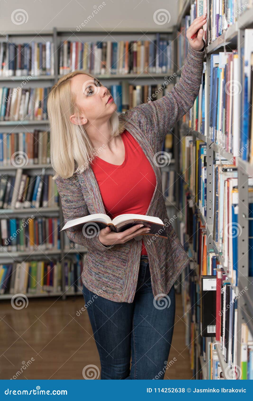 Student Learning in Library Stock Photo - Image of blonde, homework ...