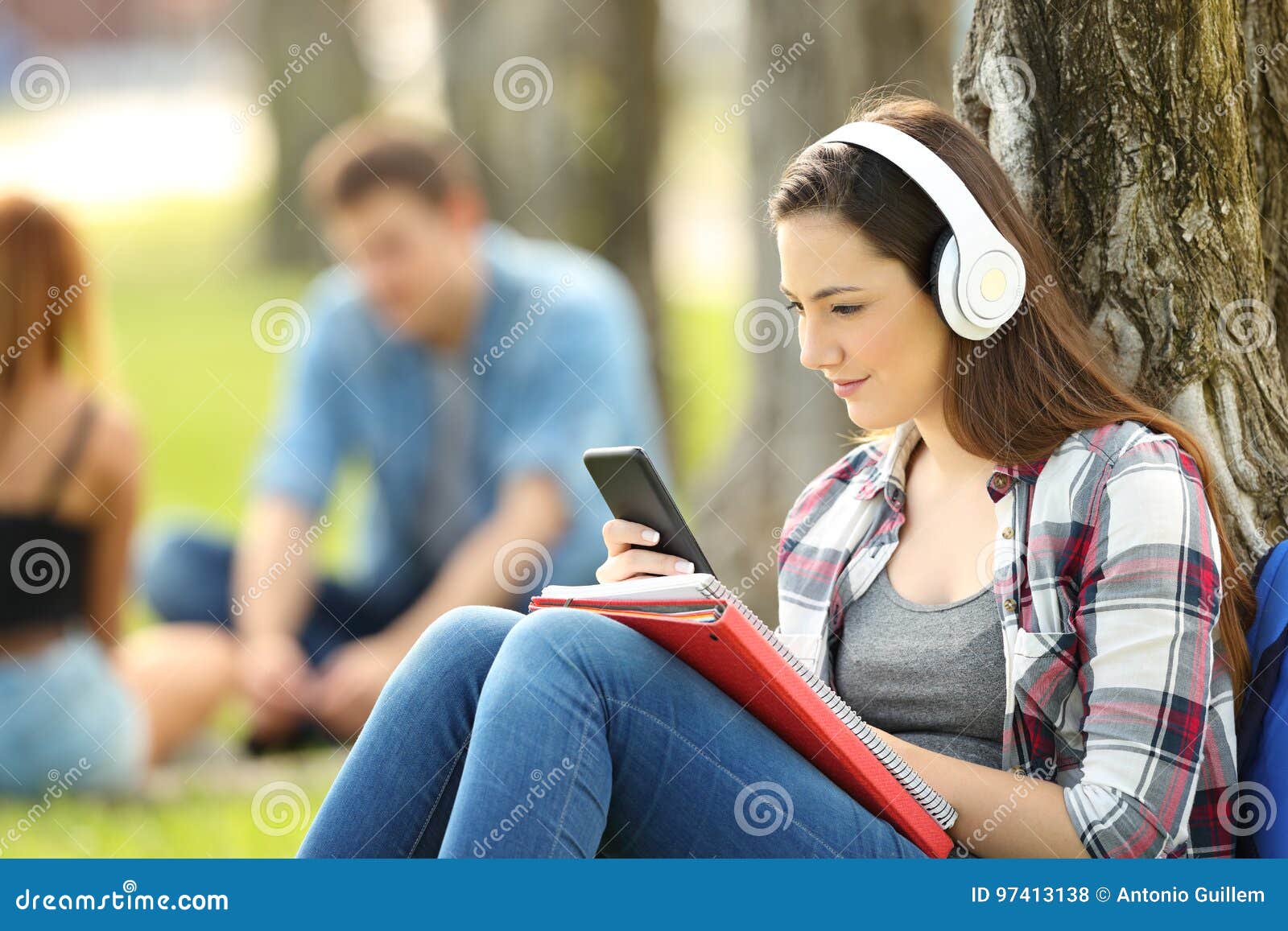 Student Learning on Line with Headphones Stock Photo - Image of ...