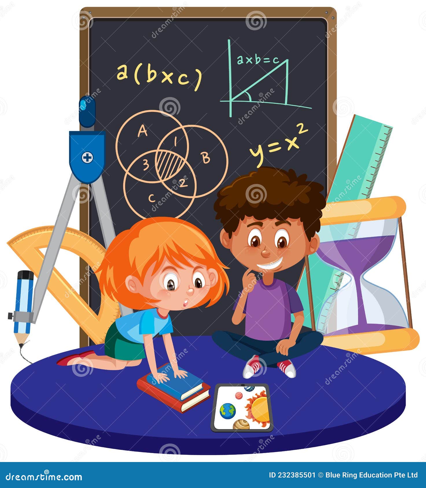 Student Learning Math Isolated Stock Vector - Illustration of number ...