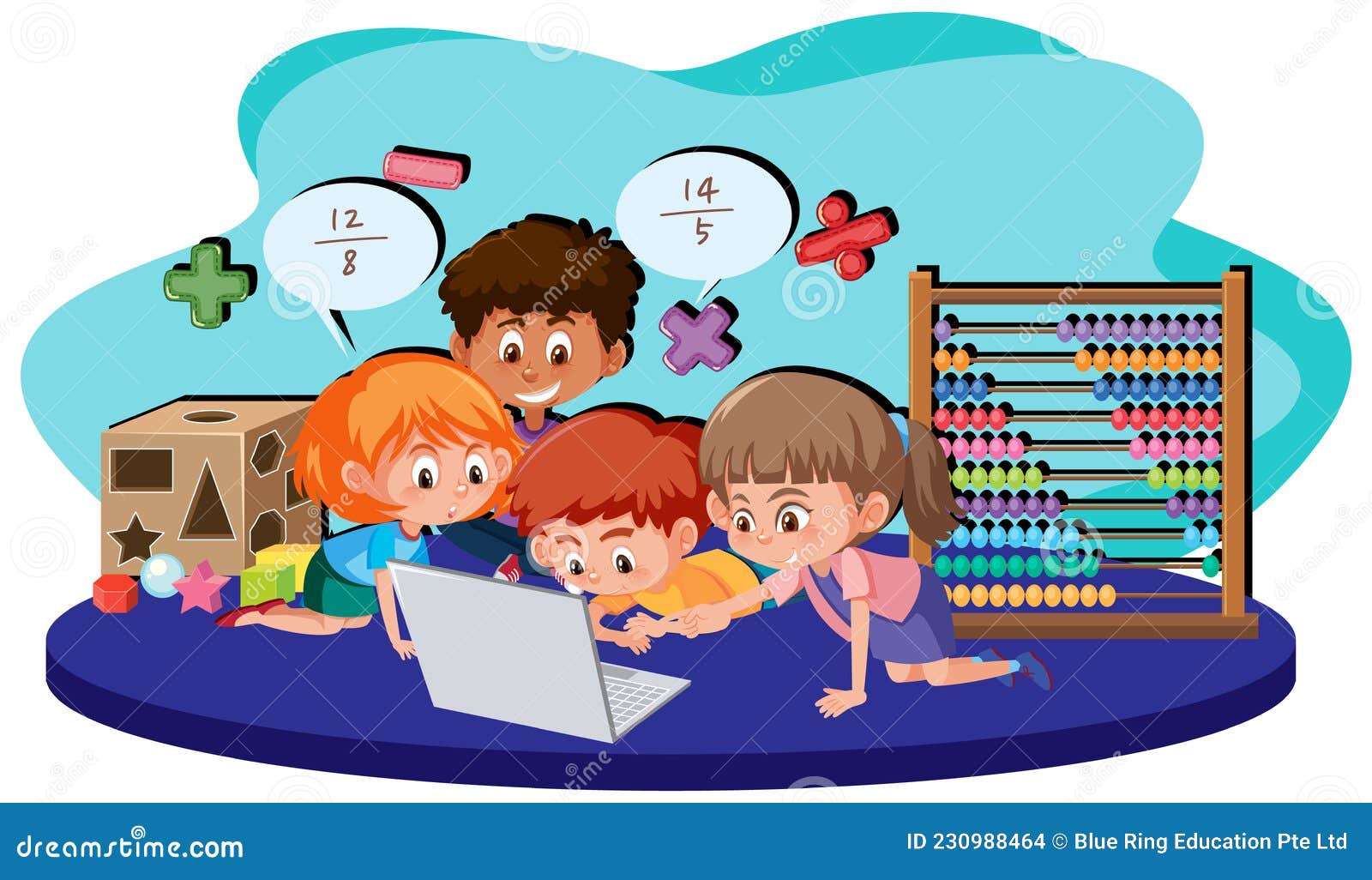 Student Learning Math Using Computer Stock Vector - Illustration of ...