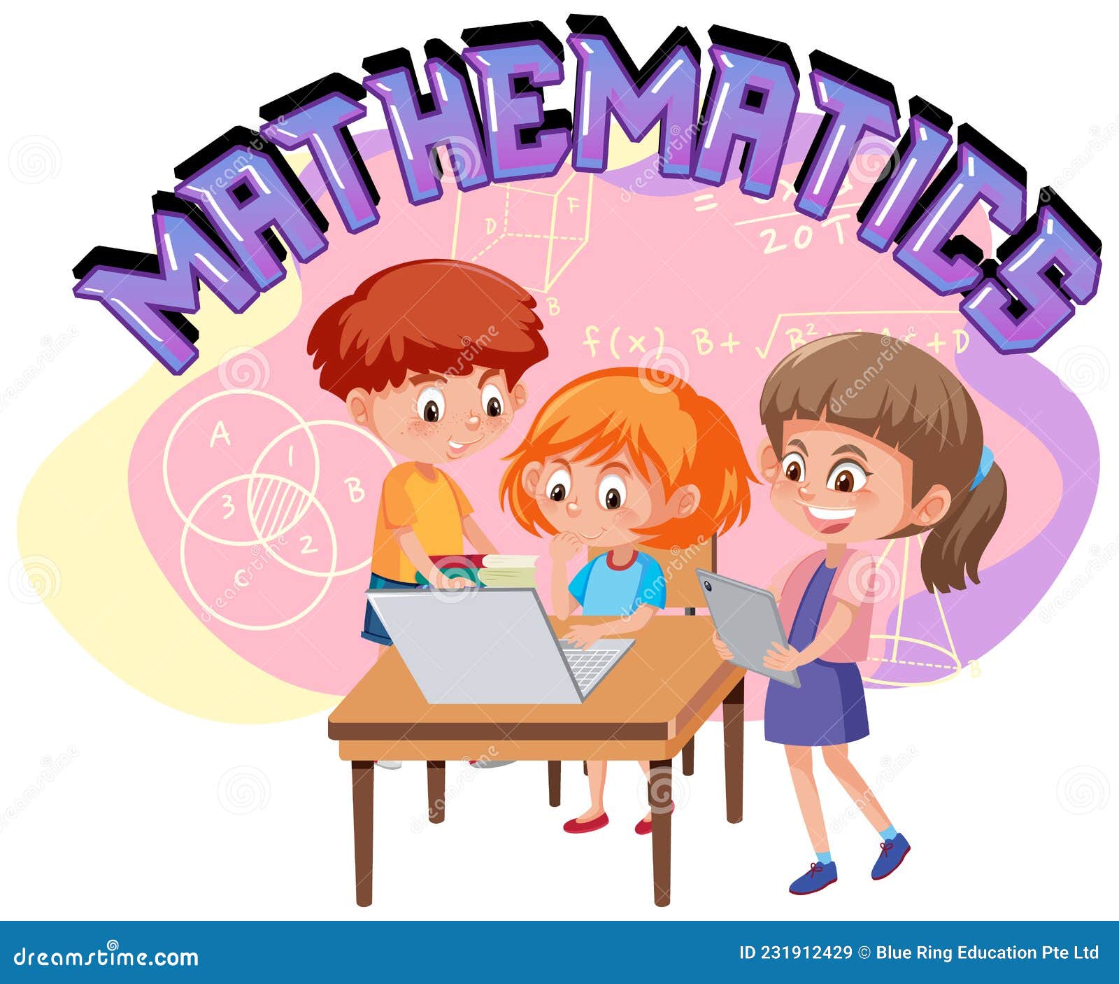 Student Learning Math Using Electronic Device Stock Vector ...