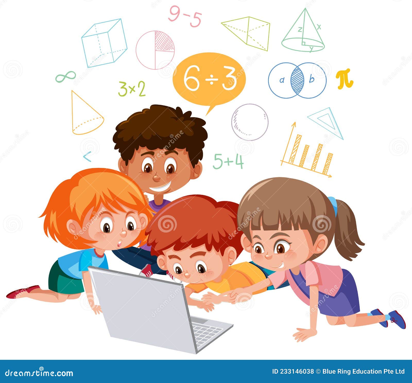 Student Learning Math Using Electronic Device Stock Vector ...