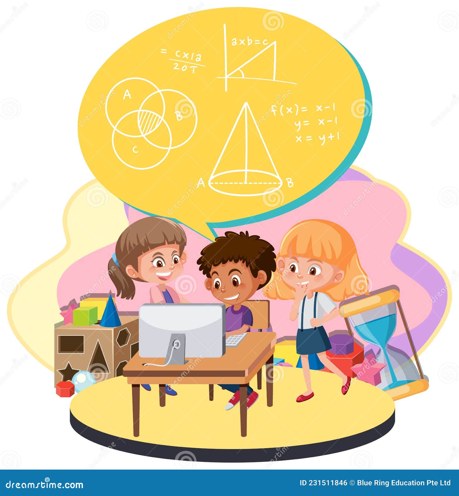 Student Learning Math Using Electronic Device Stock Vector ...