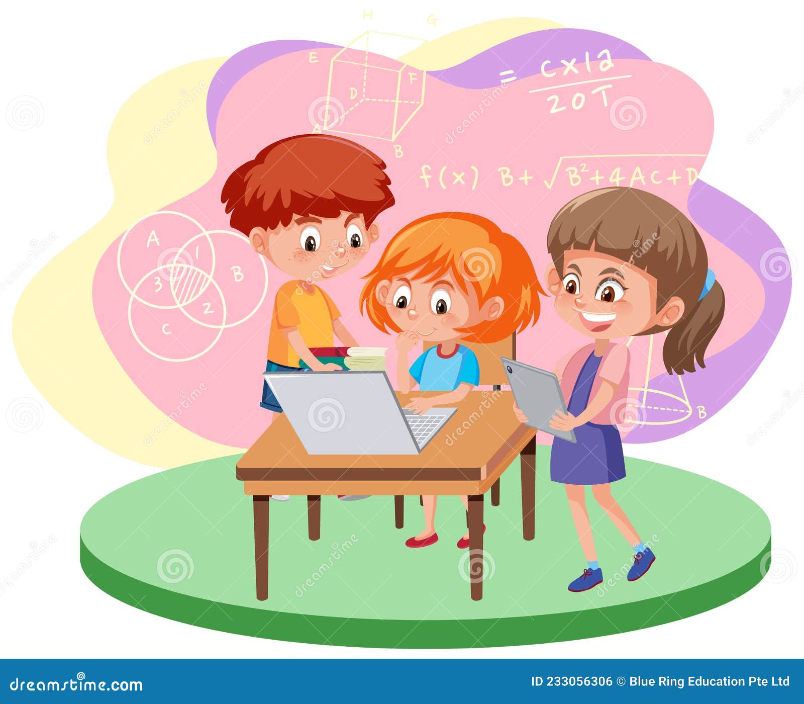 Student Learning Math Using Electronic Device Stock Vector ...