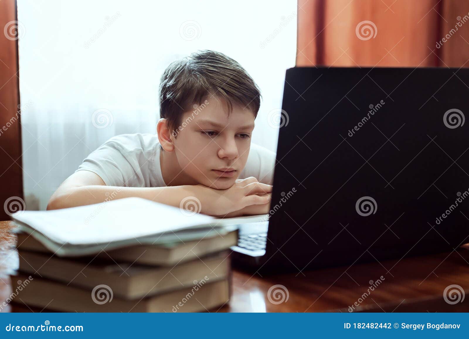 Student learning online stock photo. Image of desk, communication ...