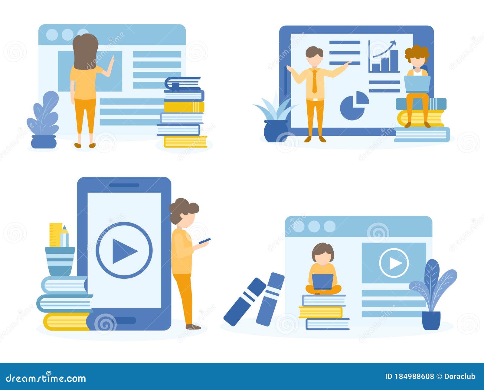 Student Learning Online Courses. Stock Vector - Illustration of ...