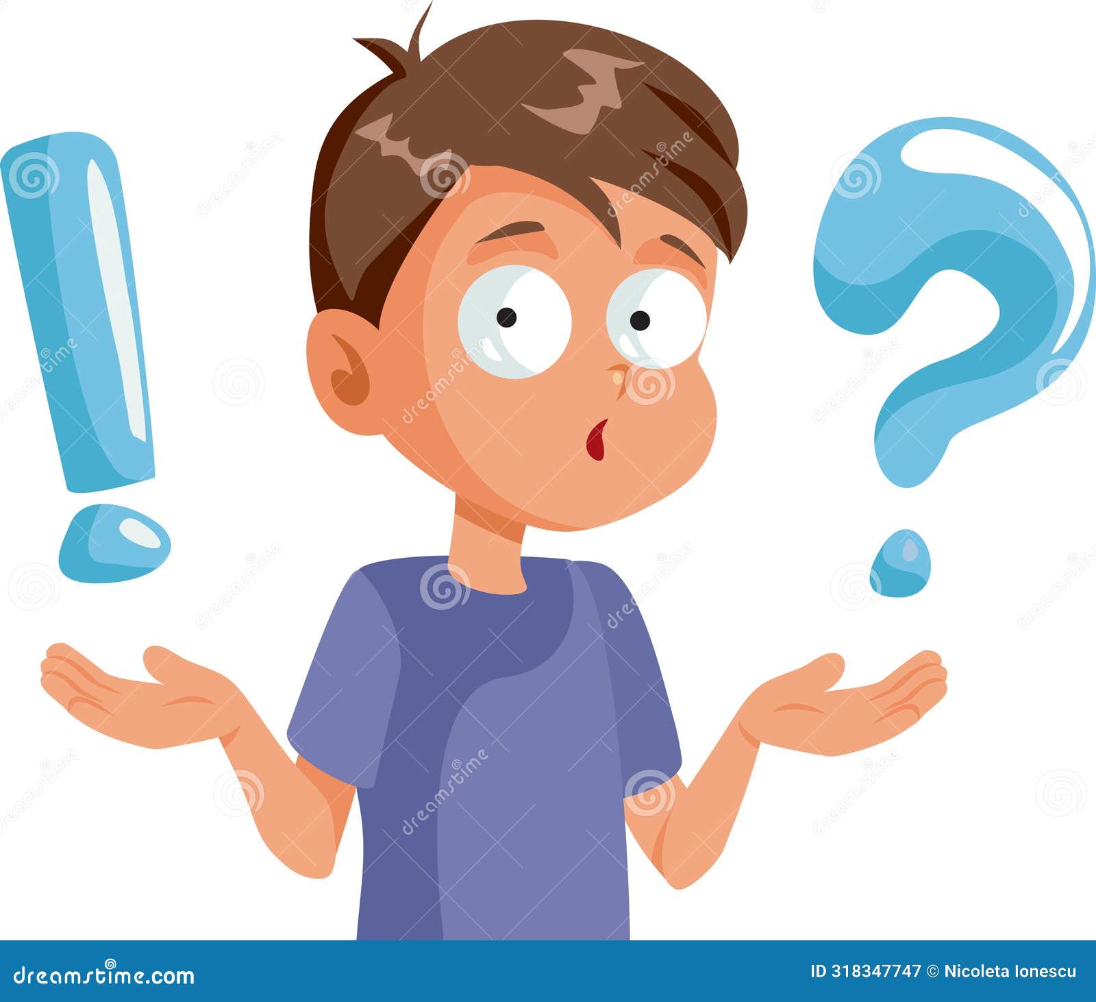 Shrugging Little Boy Confused with Childhood Issues Vector Cartoon ...
