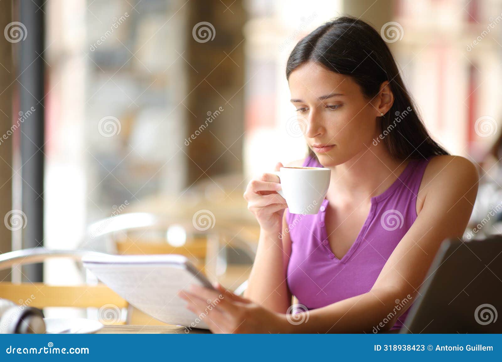 Student Learning Drinking Coffee Stock Image - Image of concentrated ...