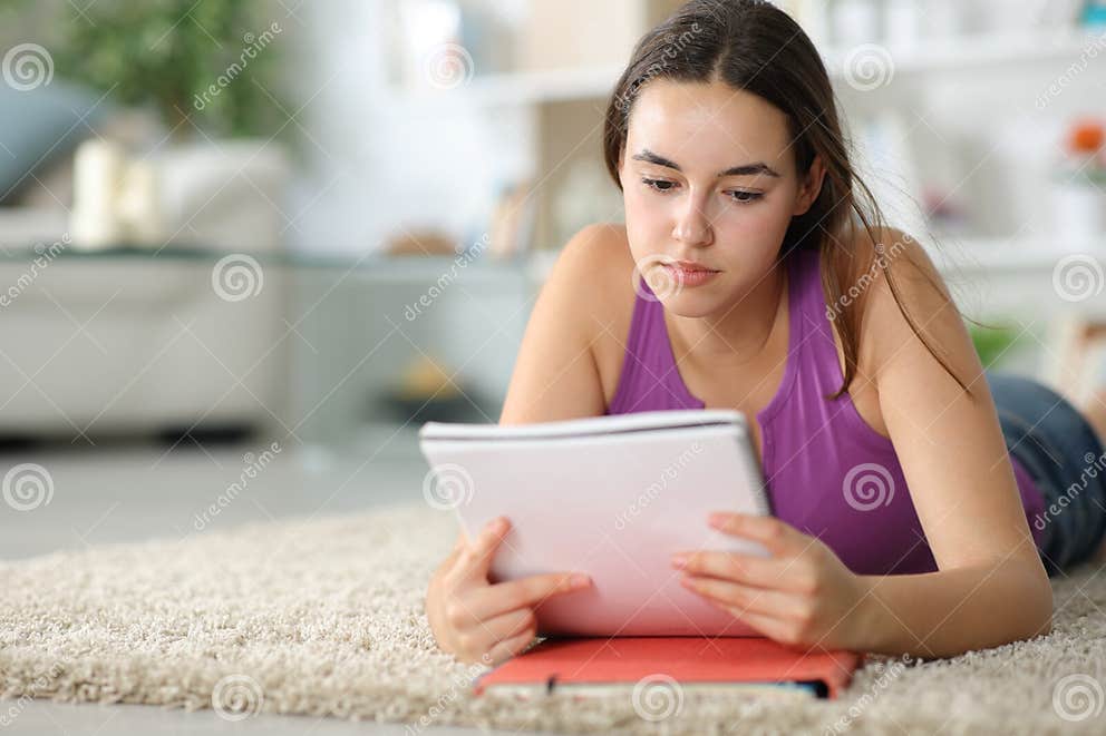 Student Learning Reading Notes on the Floor Stock Image - Image of ...