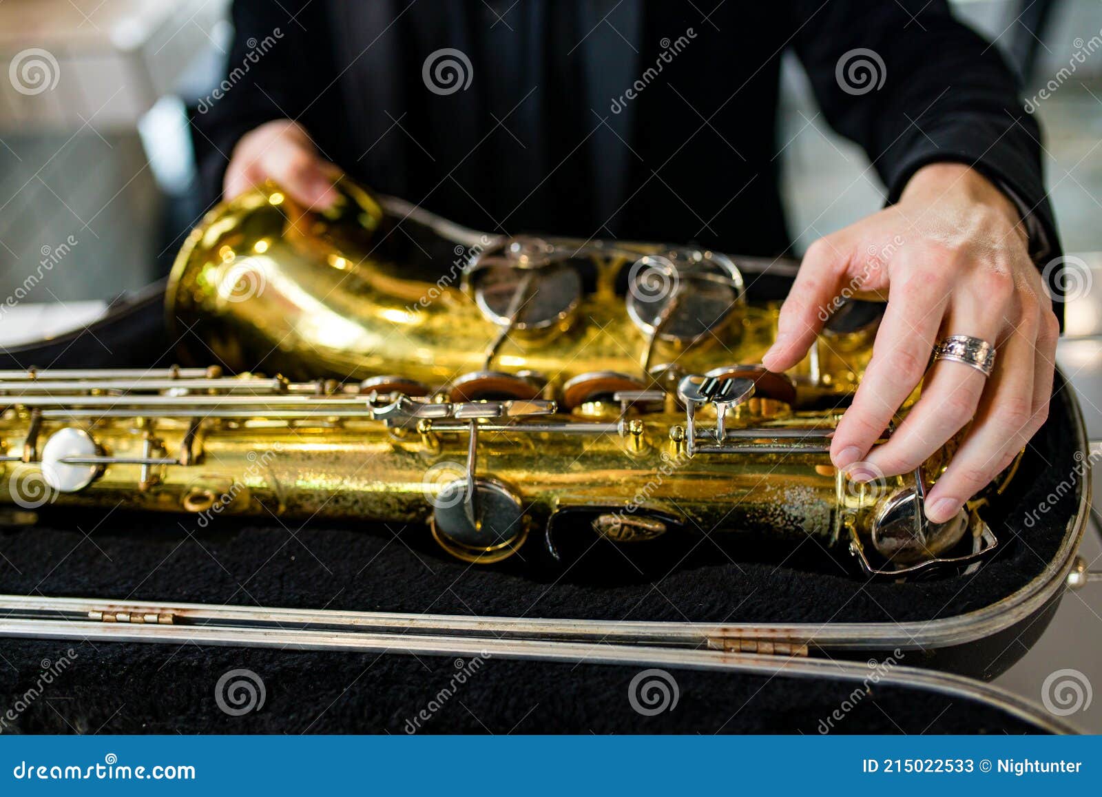 Student Learning To Play on Saxophone in the Room Stock Image - Image ...
