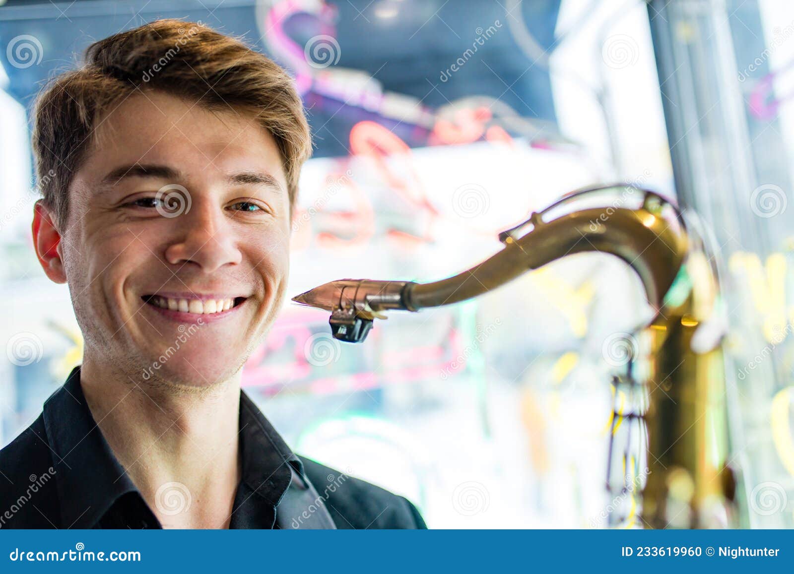 Student Learning To Play on Saxophone in the Room Stock Photo - Image ...