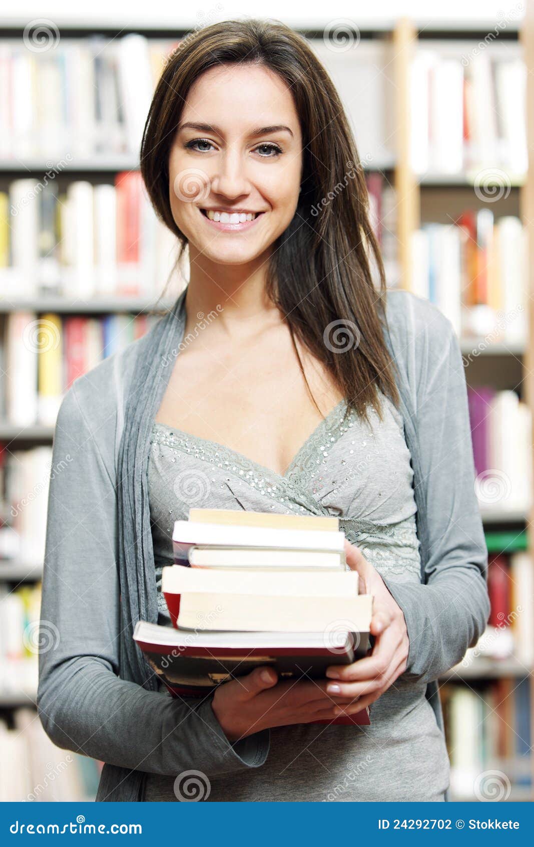Student in the Library stock photo. Image of teenager - 24292702