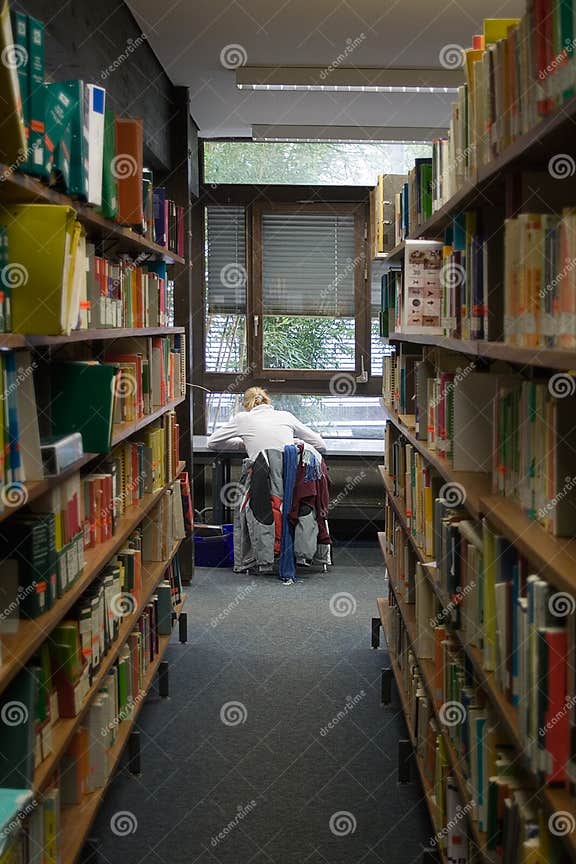 Student in Library stock image. Image of bookshelves, girl - 523837