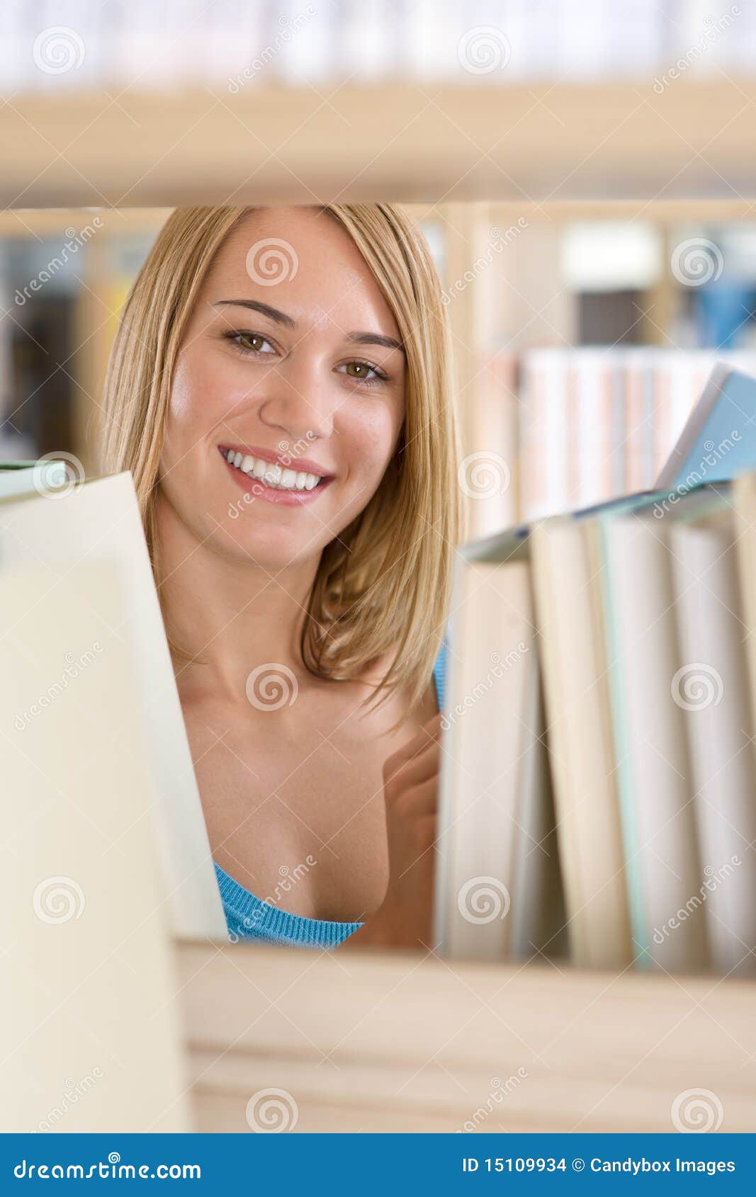 Student in Library - Cheerful Woman Hold Book Stock Photo - Image of ...