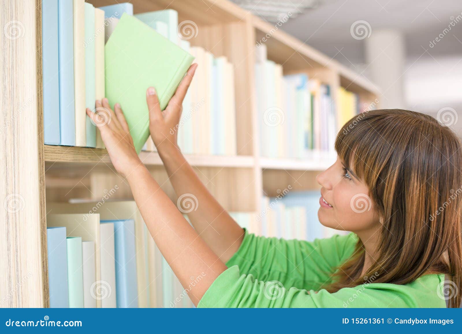 Student in Library - Happy Woman Choose Book Stock Image - Image of ...