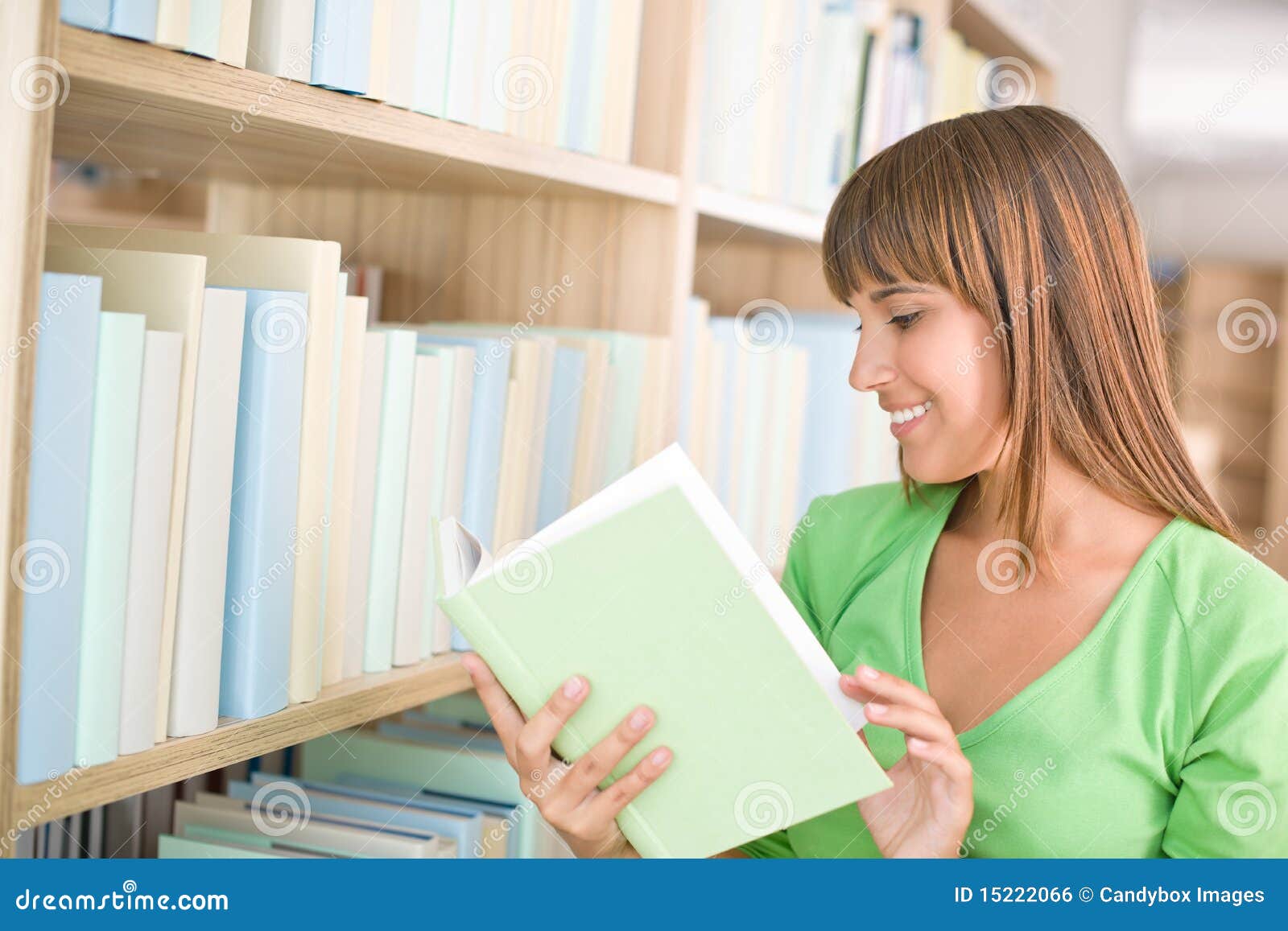 Student in Library - Happy Woman Read Book Stock Photo - Image of woman ...