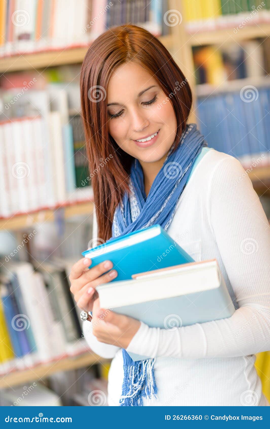 Student at Library Read Book High School Stock Photo - Image of books ...