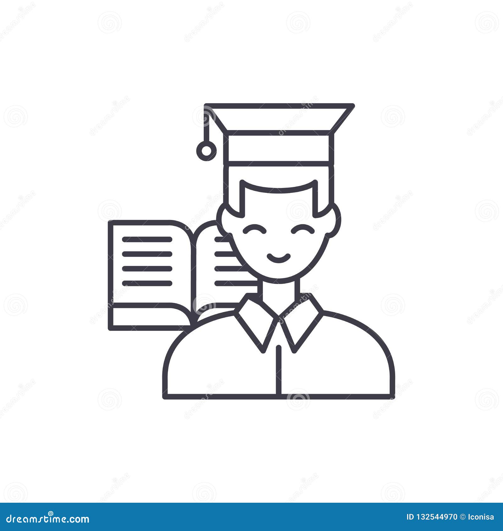 Student Line Icon Concept. Student Vector Linear Illustration, Symbol ...