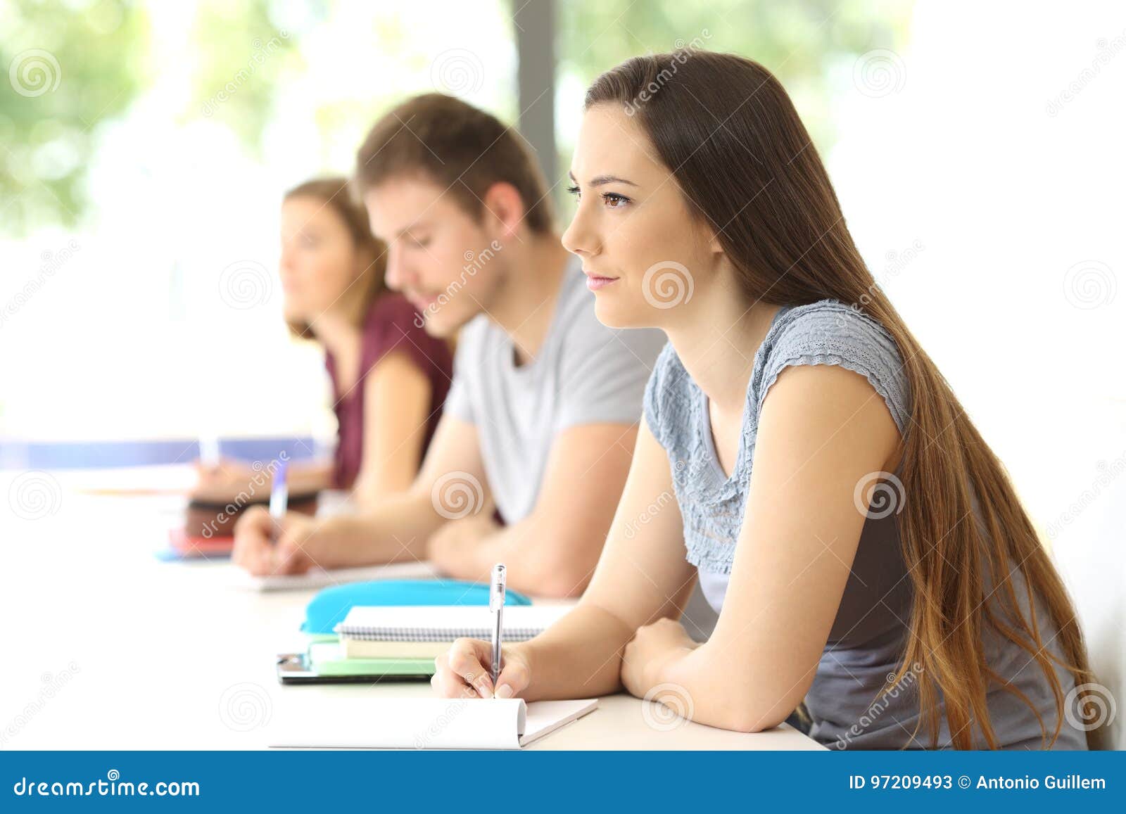 Student Listening To a Lesson in a Classroom Stock Image - Image of ...