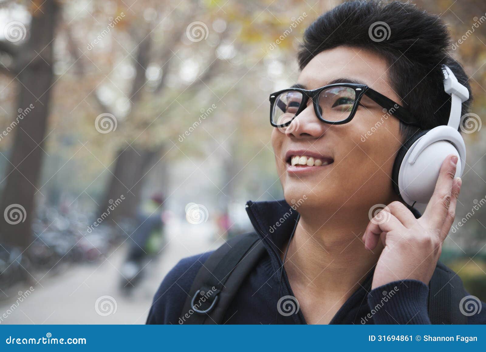 Student Listening To Music on College Campus Stock Image - Image of ...