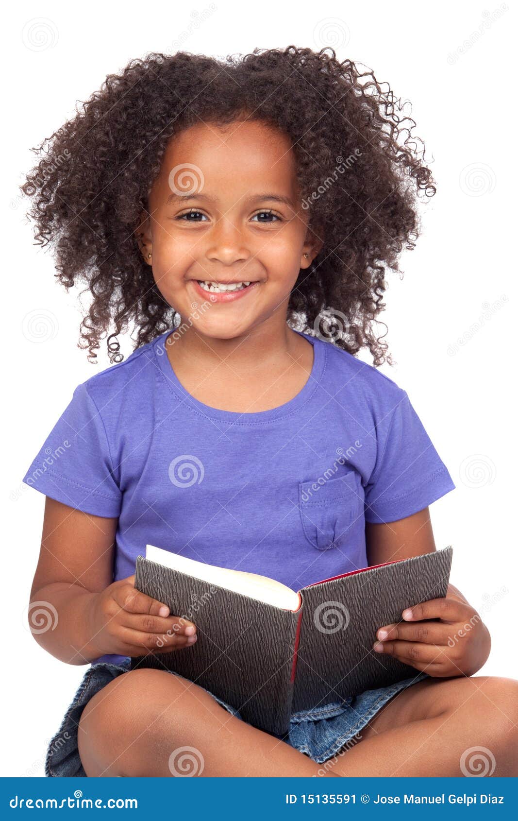 Student Little Girl Reading with a Book Stock Image - Image of lovable ...
