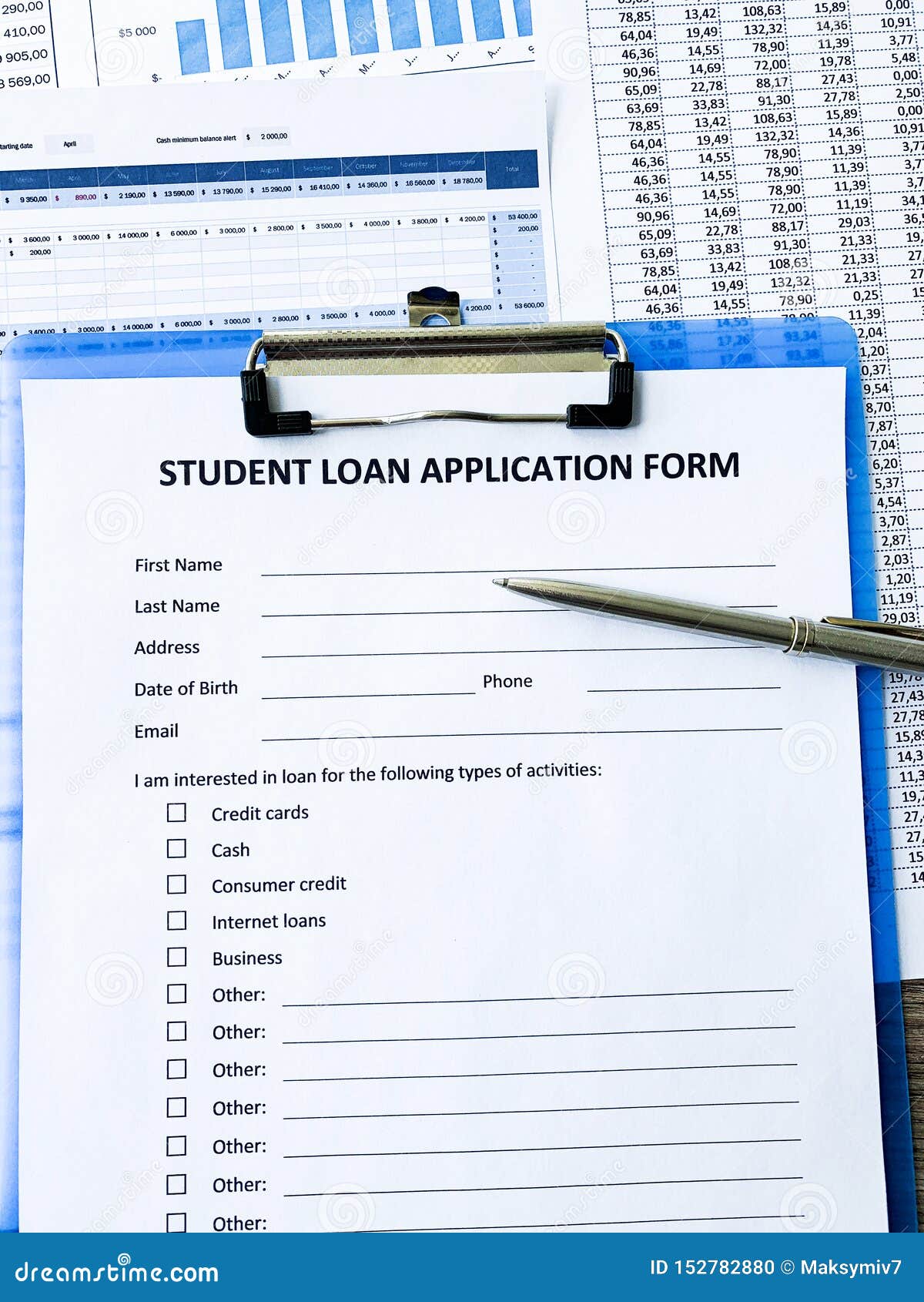 Student Loan Application Form Document on Table Stock Photo - Image of ...