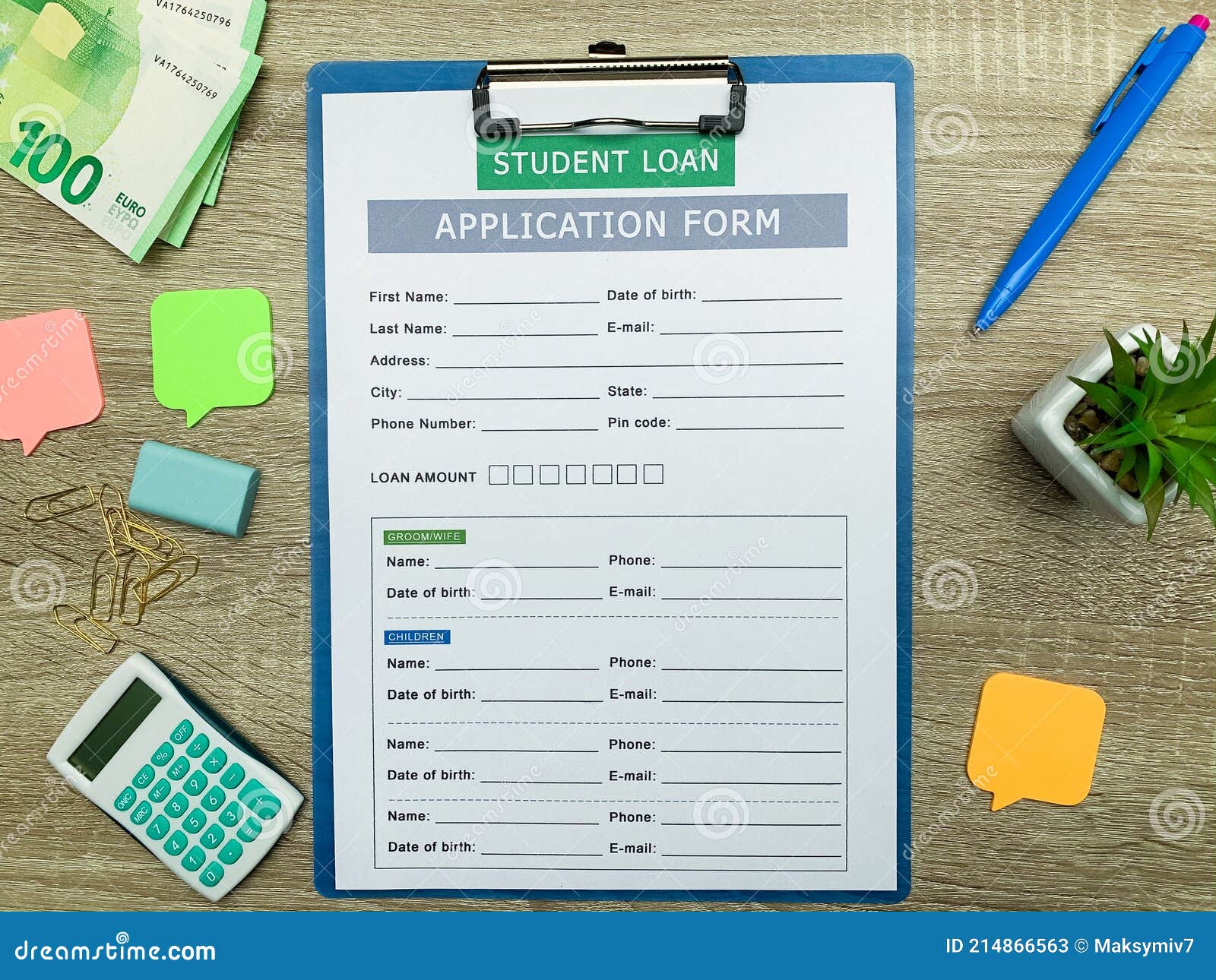 Student Loan Application Form Document on Table Stock Image - Image of ...