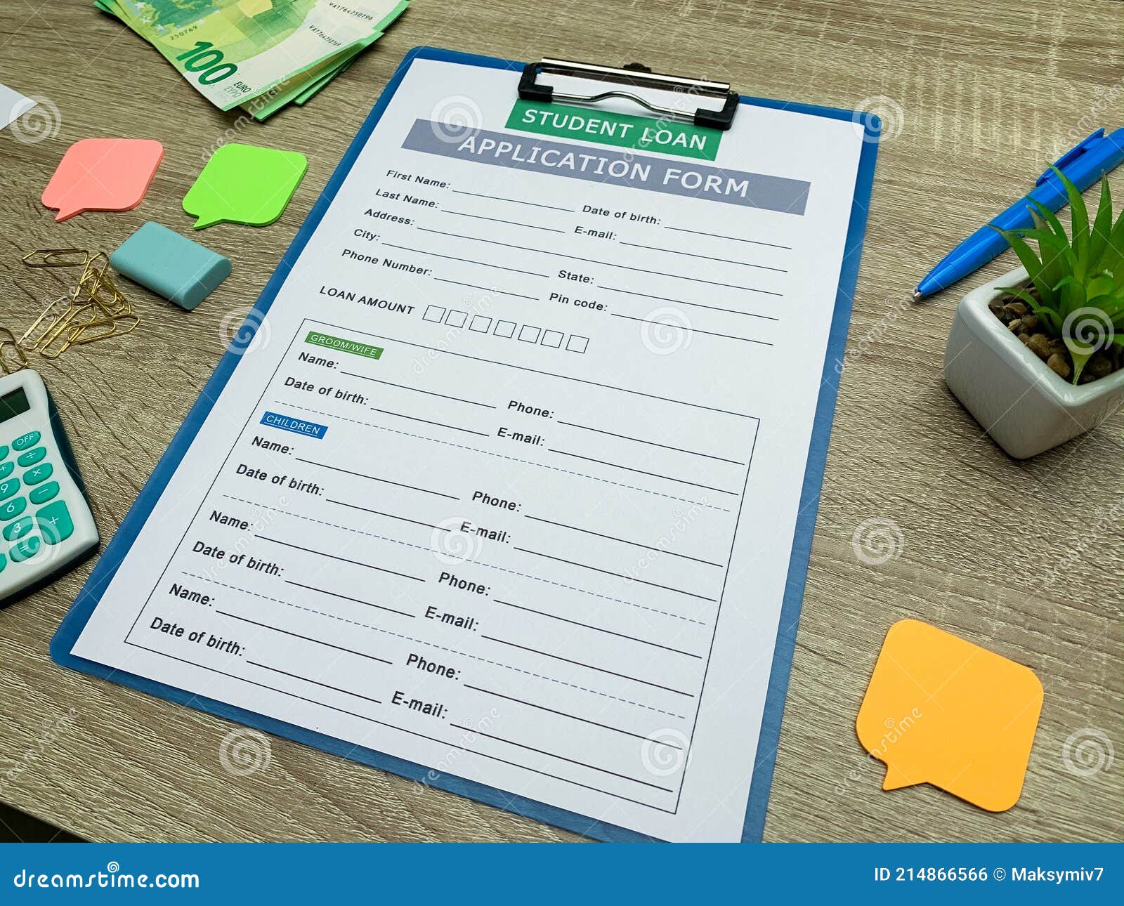 Student Loan Application Form Document on Table Stock Photo - Image of graduation, money: 214866566