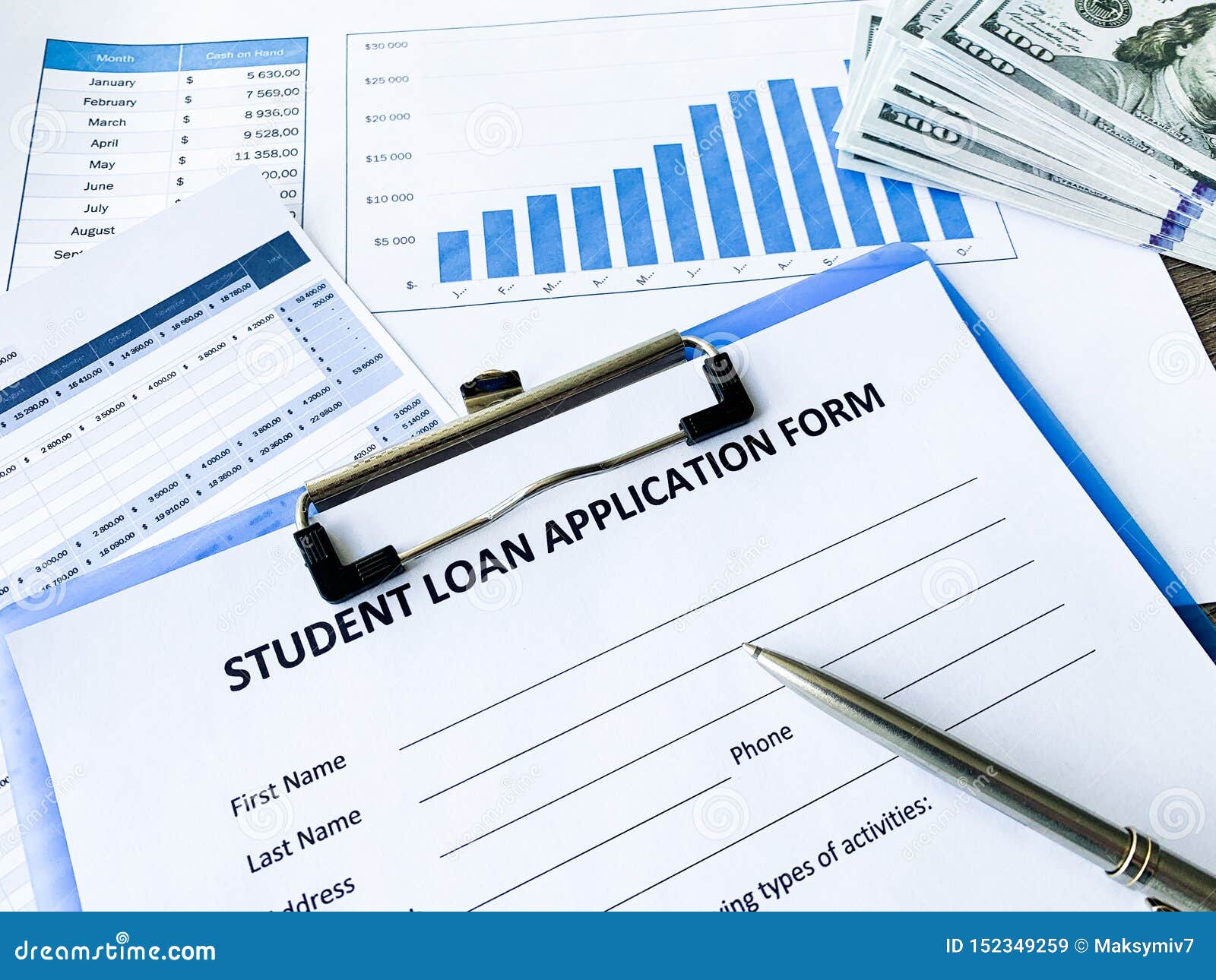 Student Loan Application Form Document on Table Stock Image - Image of holding, books: 152349259