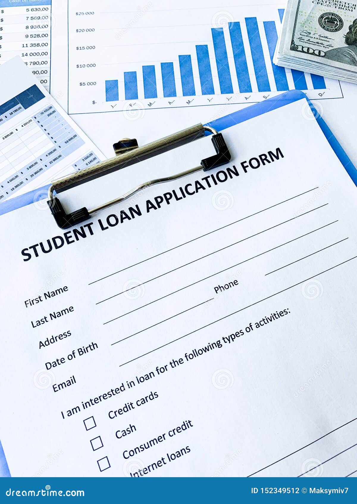 Student Loan Application Form Document on Table Stock Photo - Image of ...