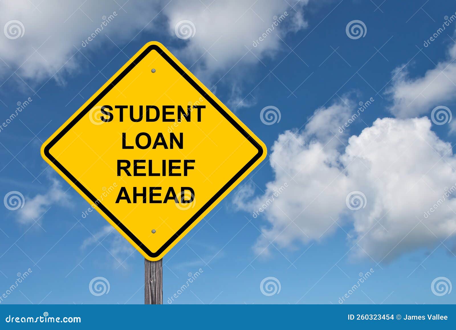 Student Loan Relief Ahead Warning Sign Stock Photo - Image of ...