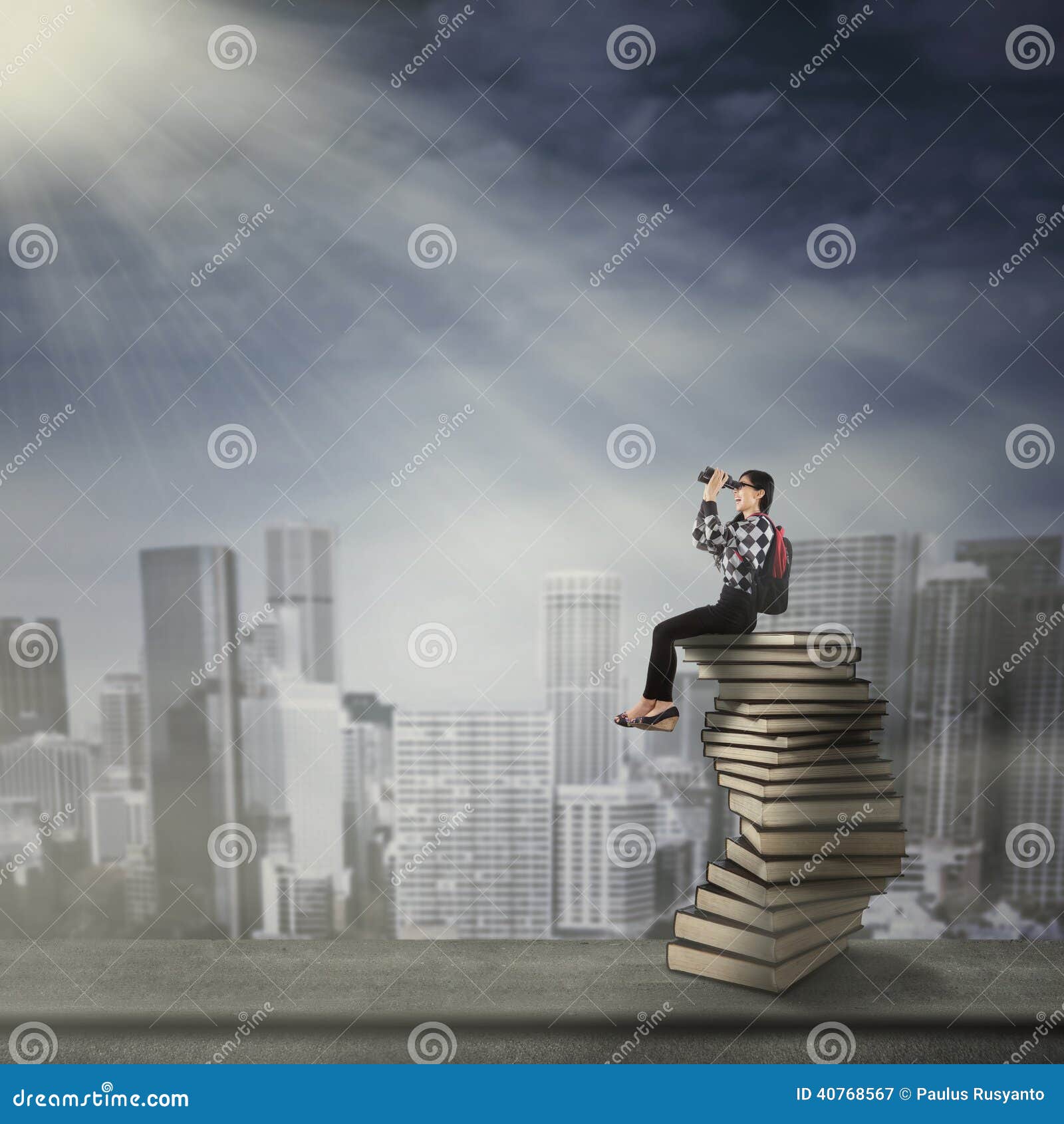 Student Looking for Bright Future Concept Stock Image - Image of asian ...