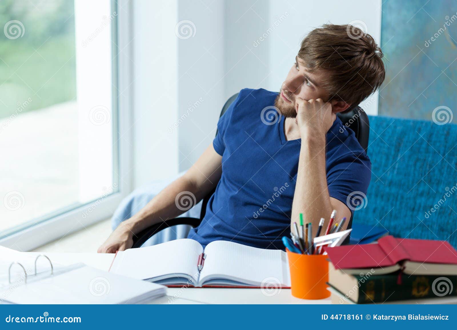 Student Looking through the Window Stock Image - Image of lazy ...