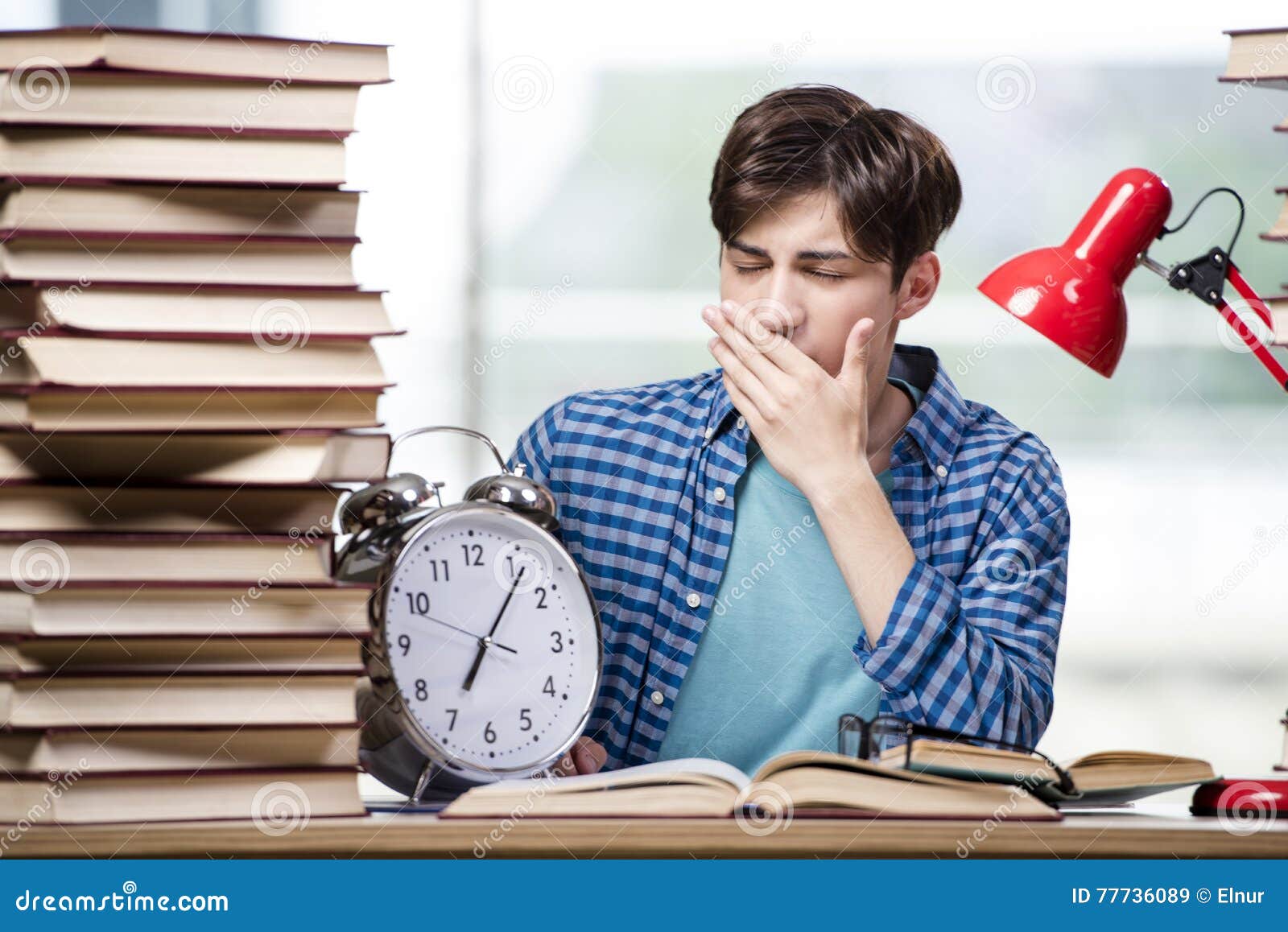 The Student with Lots of Books Preparing for Exams Stock Image - Image ...