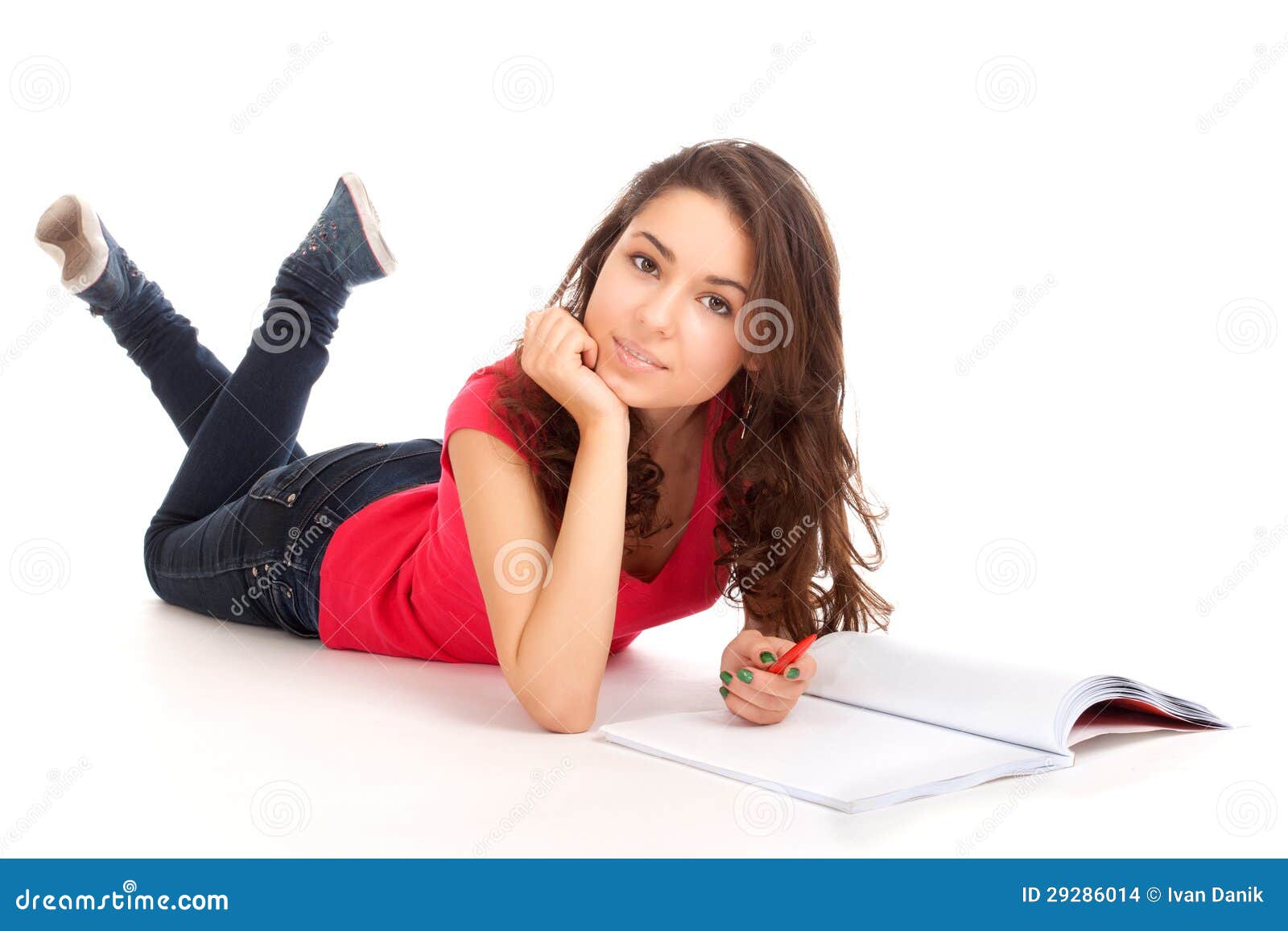 Student lying and studying stock photo. Image of posing - 29286014